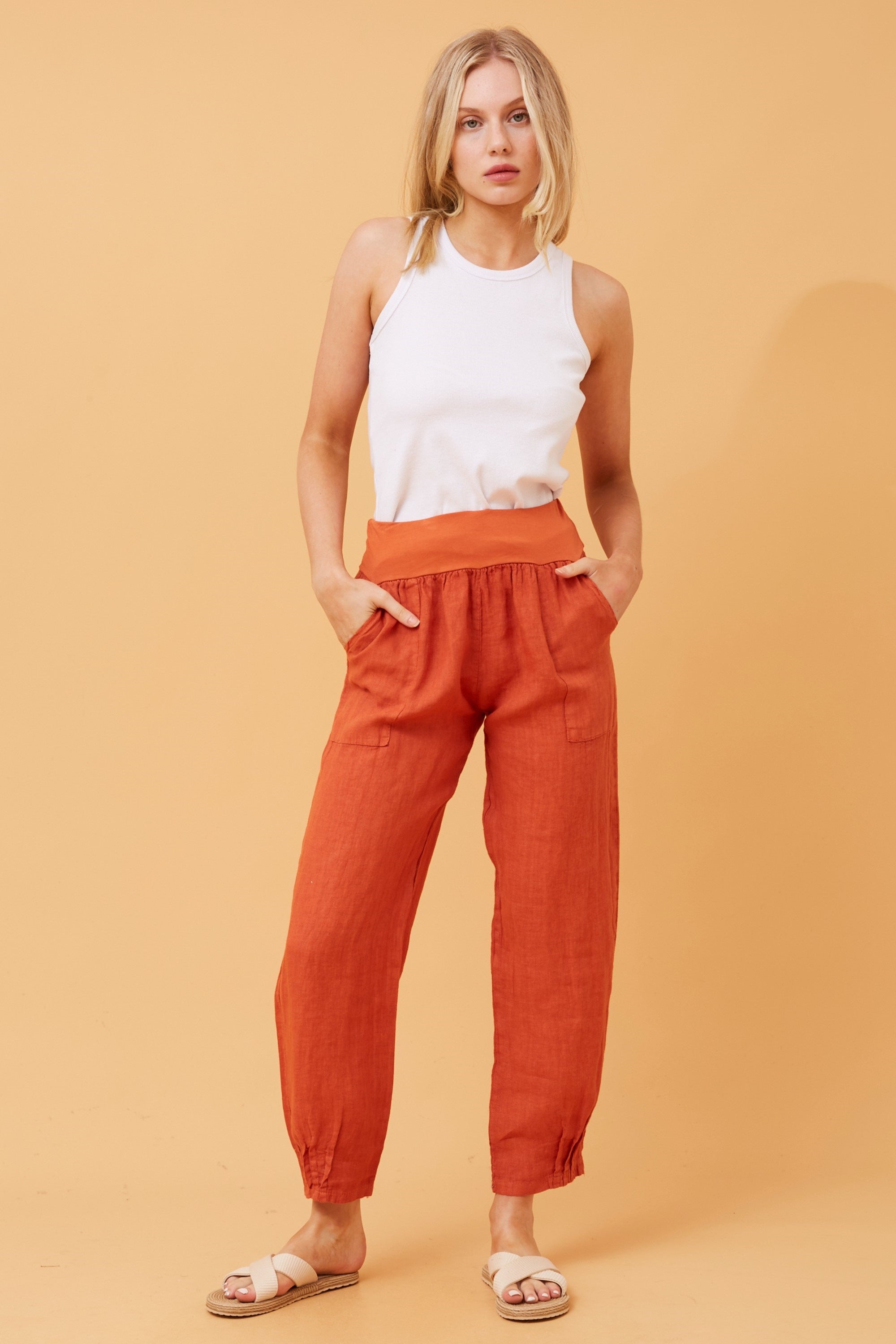 Finn Linen Pants - Rust